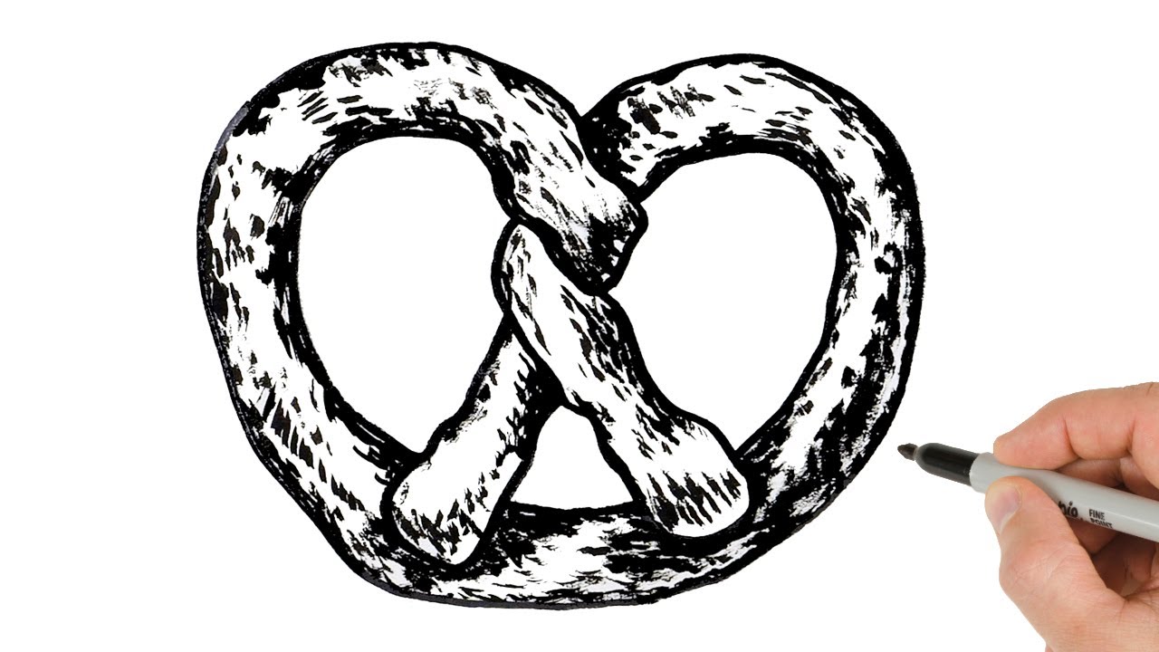 How to Draw Pretzel Easy | Food Drawing Tutorial - YouTube