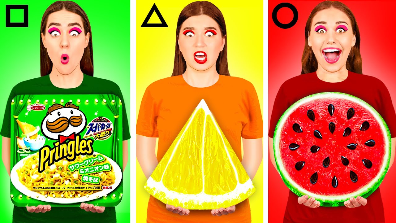 Geometric Shape Food Challenge #8 | Eating Only One Shape by DaRaDa ...