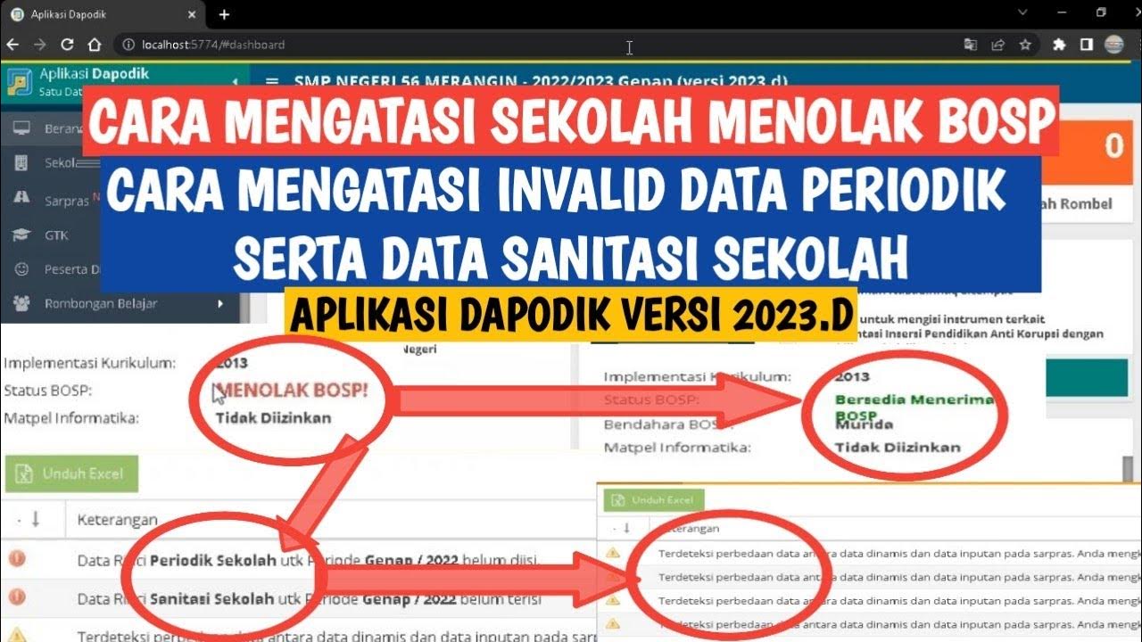 CARA MENGATASI "MENOLAK BOSP" SERTA INVALID DATA PERIODIK & DATA SANITASI SEKOLAH DAPODIK 2023.D ...