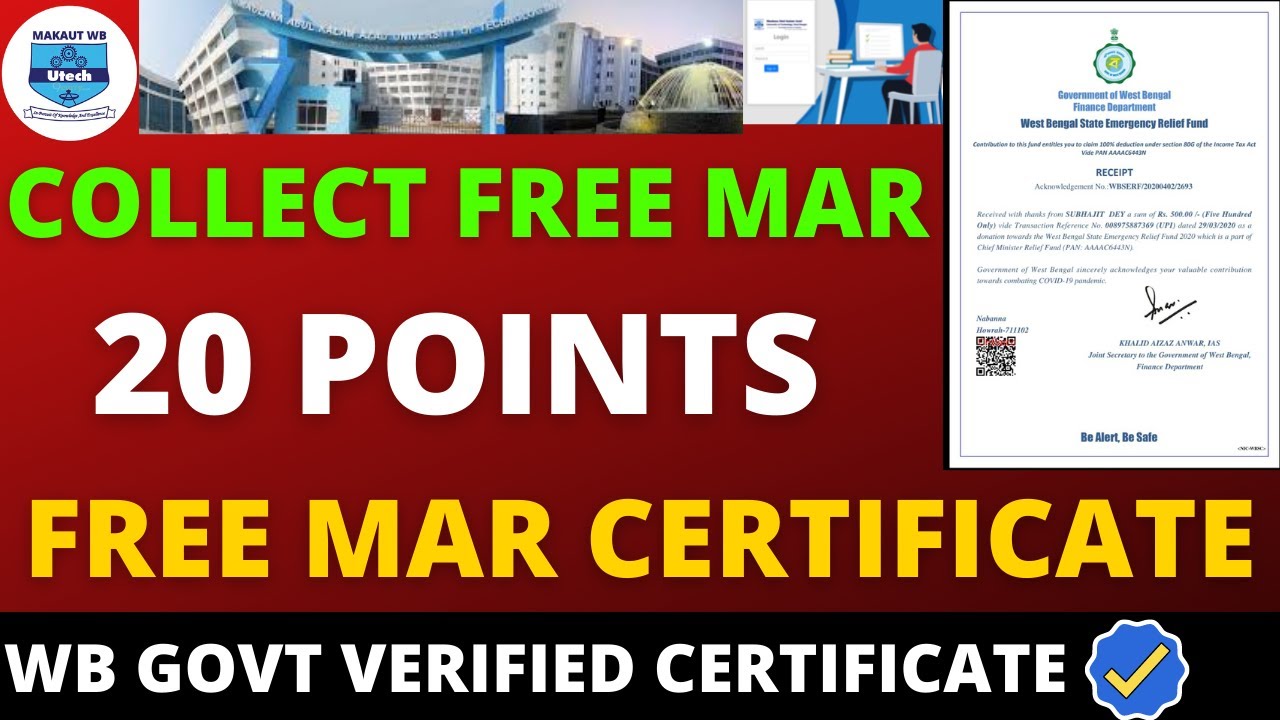 MAKAUT : Free 20 MAR Points | Free Makaut MAR Certificate - YouTube