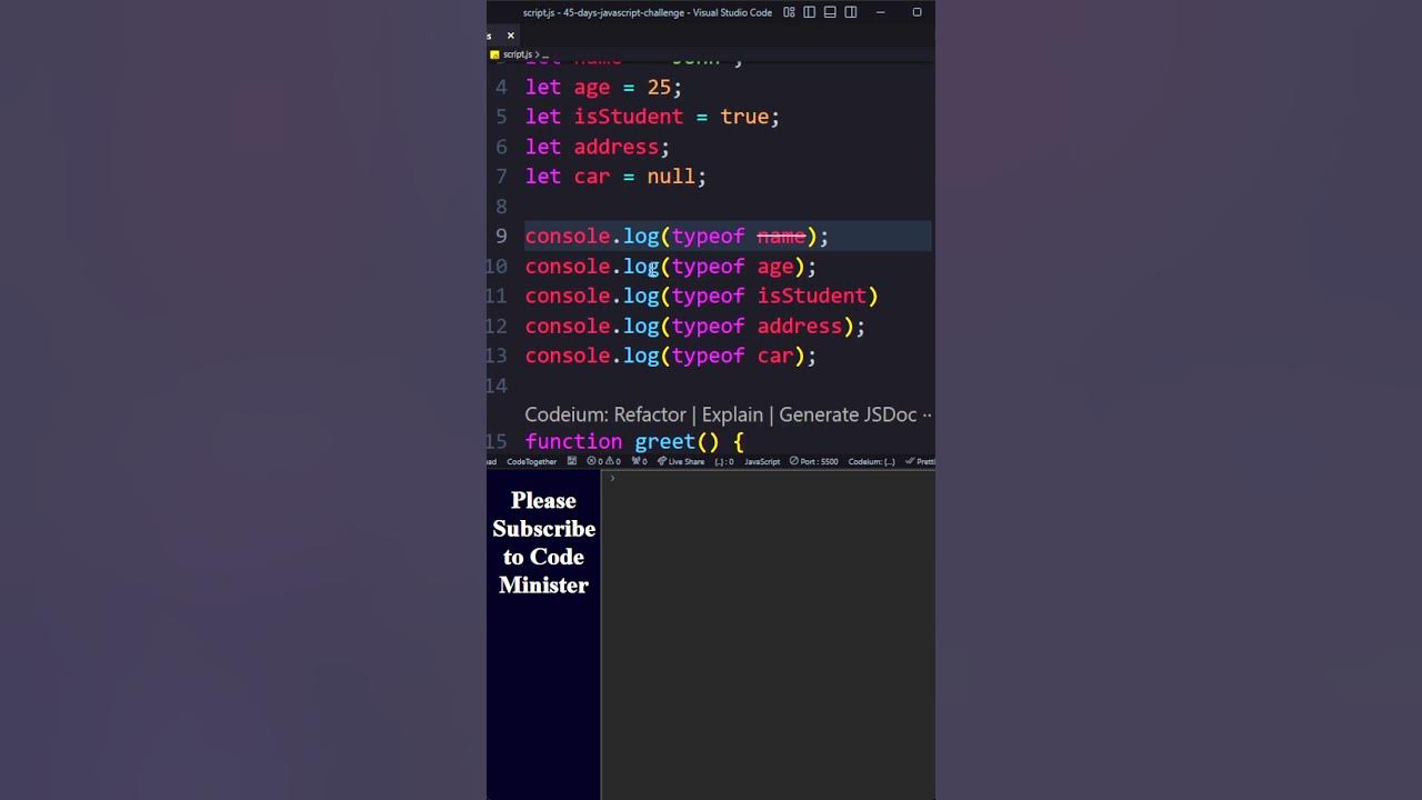 Typeof Operators In Javascript Day 12 Of 45 Days Javascript Challenge