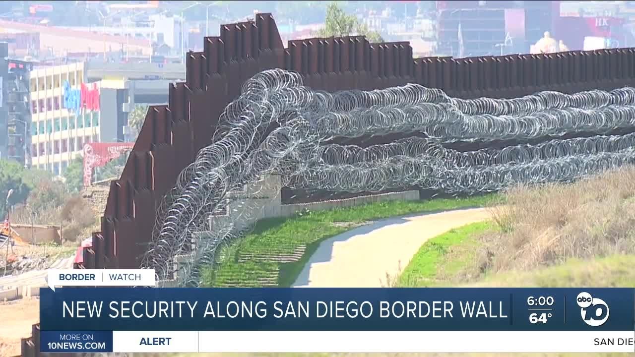 Border Patrol adds spiked wire, military enforcement at the border wall ...