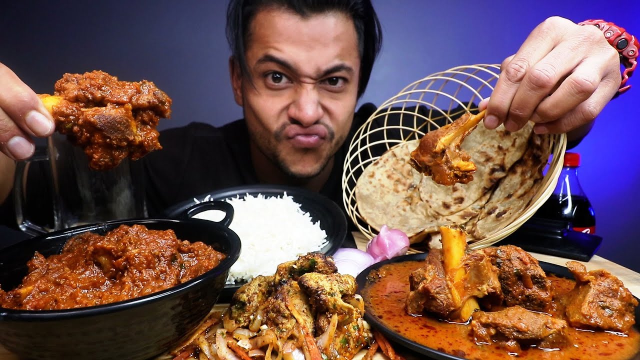Mutton Rara, Mutton Curry, Mutton Rice, Butter Roti | Mutton Mukbang ...