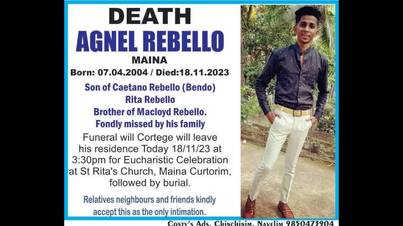 Funeral ceremony of Late Agnel Rebello - YouTube