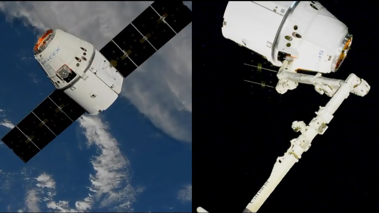 SpaceX CRS-20 Dragon capture - YouTube