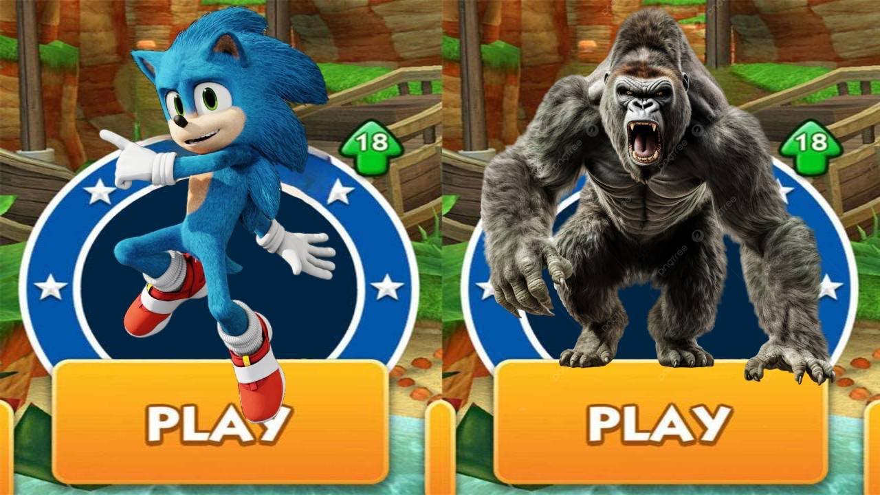 Sonic Dash Racing Game - Movie Sonic from Sonic Movie 2 vs Gorilla Run ...