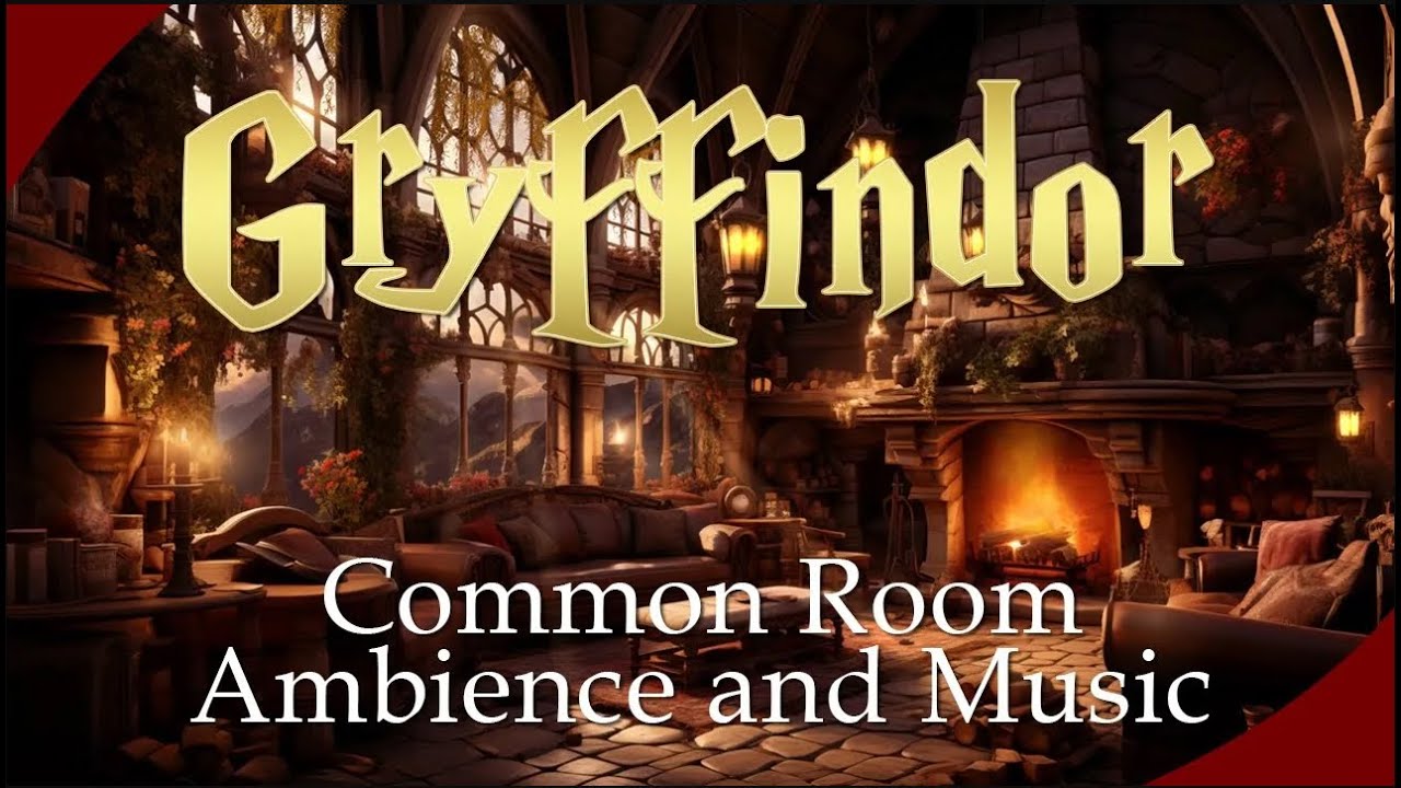 Gryffindor Common Room Study Session | Music, Ambience, Crackling Fire ...