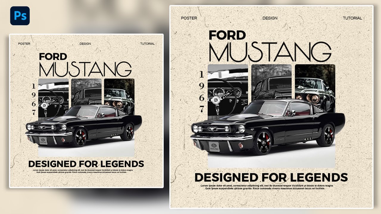Vintage Car Poster Design Tutorial | Photoshop Graphic Design Tips ...