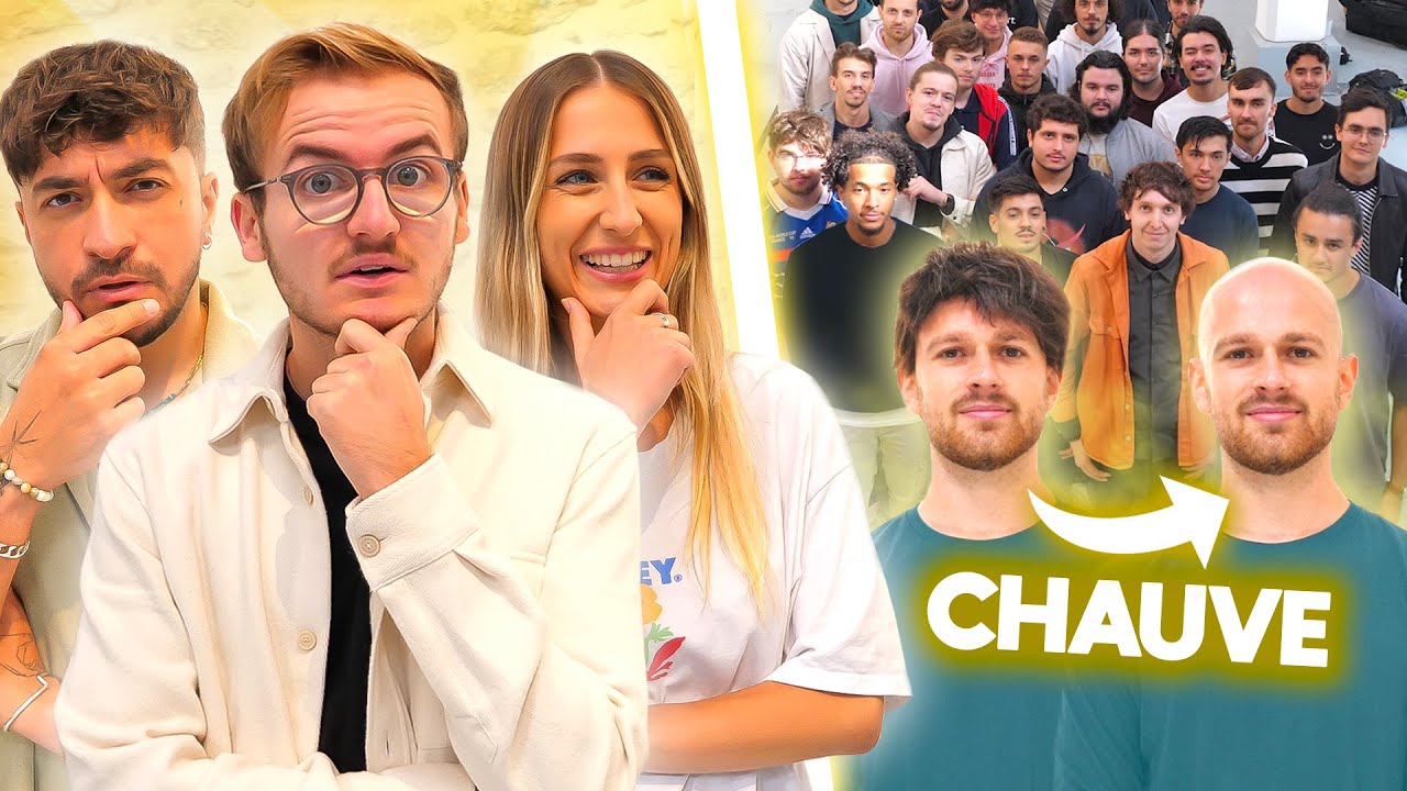 Devine qui est chauve parmi ces 35 inconnus (8 ont une perruque) - YouTube