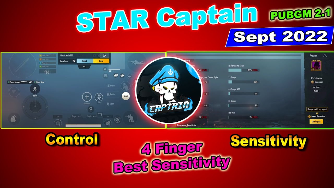 (Update) STAR CAPTAIN Sensitivity & @STAR-Captain Control Code PUBGM 2.1 - YouTube