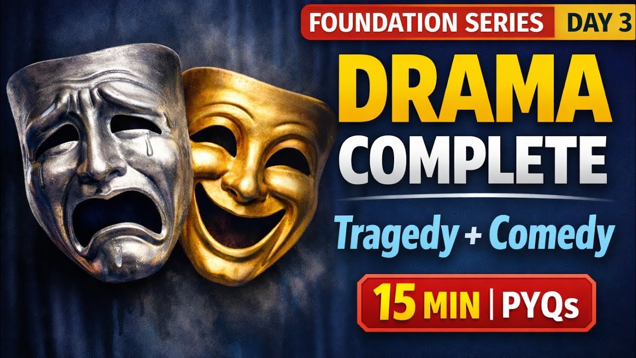Drama in 15 Minutes 🔥 Tragedy + Comedy + Types + PYQs | UGC NET Paper 2 ...