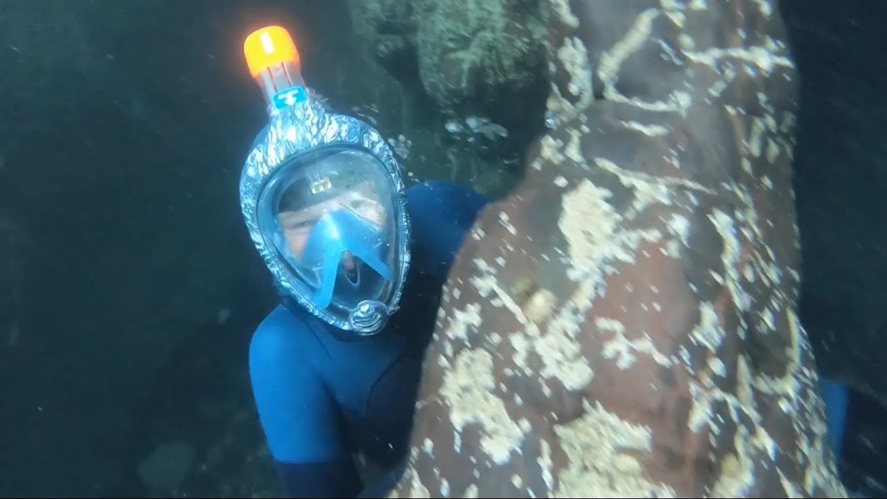 Dunbar sea cave at high tide - YouTube
