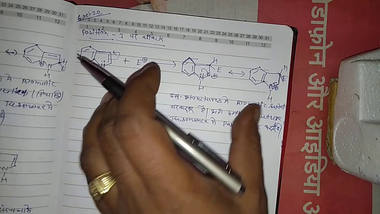 BSc 3 year electrophilic substitution reaction of indole part 2 - YouTube