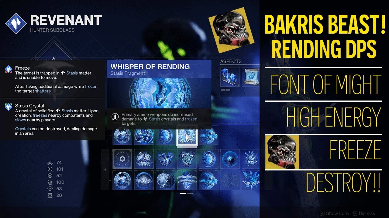 Bakris Is Now Viable! Stasis Hunter Build ft Mask Of Bakris Whisper of ...