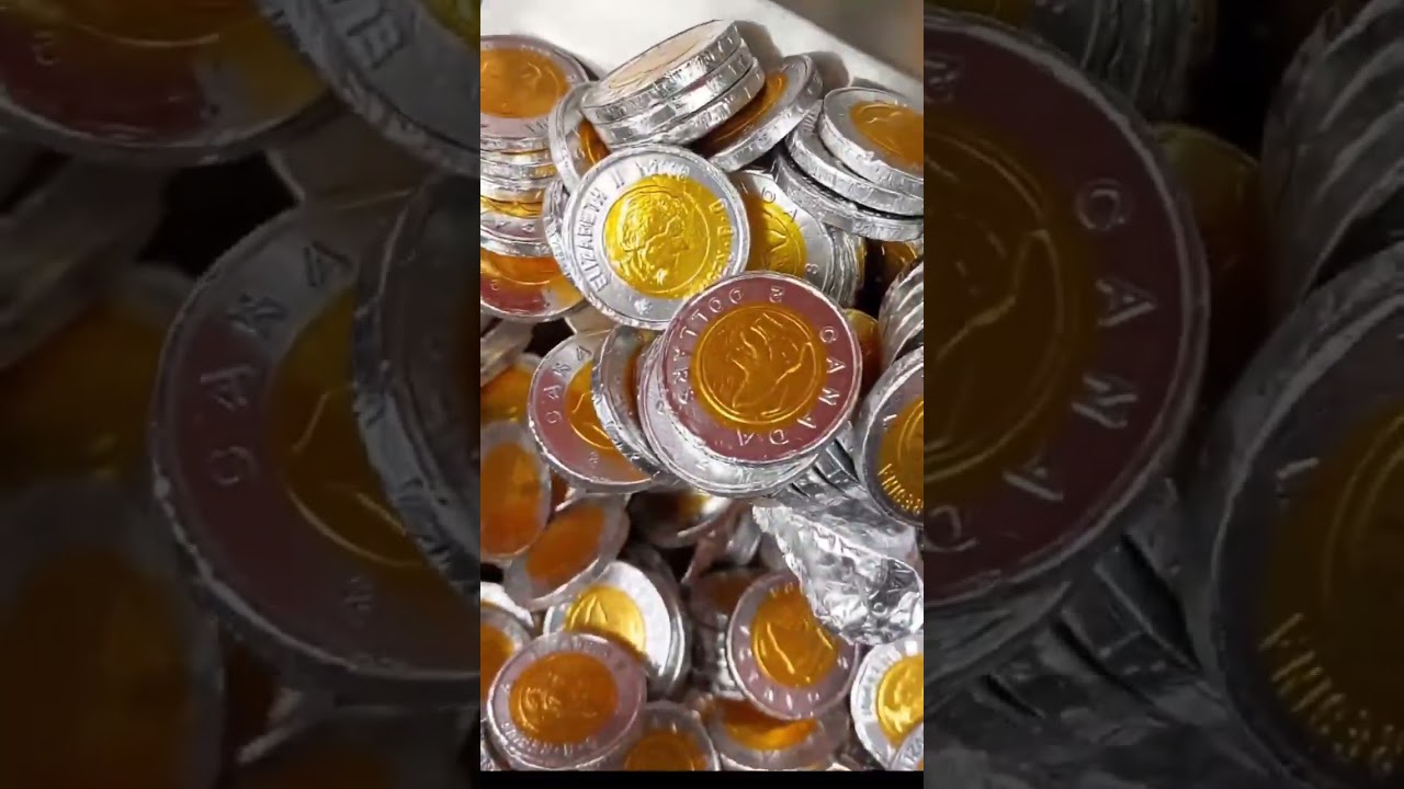 CHOCOLATE TOONIES #chocolatecoins #asmr #dropping #satisfying - YouTube