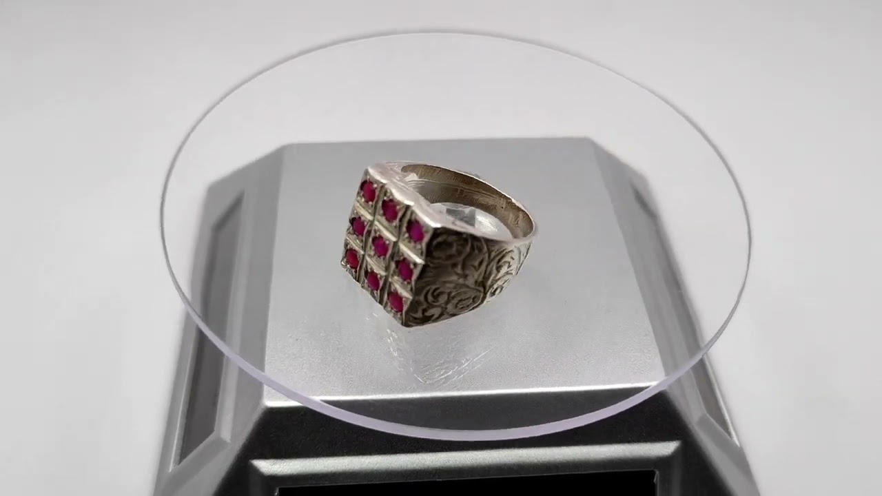 #Imitation of #Ruby in #silver #ring with #carved partash #work 9.35g # ...