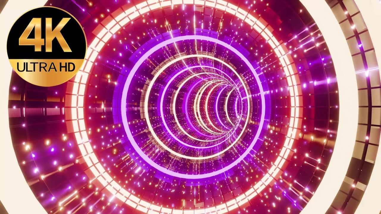 10 hour 4k Tv fast moving multi color circle shape Neon light abstract ...