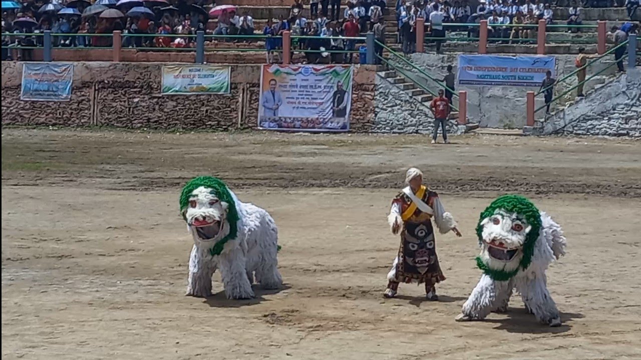Sikkim Singhi Dance/Snow Lion Dance At Namthang On 76th Independence ...