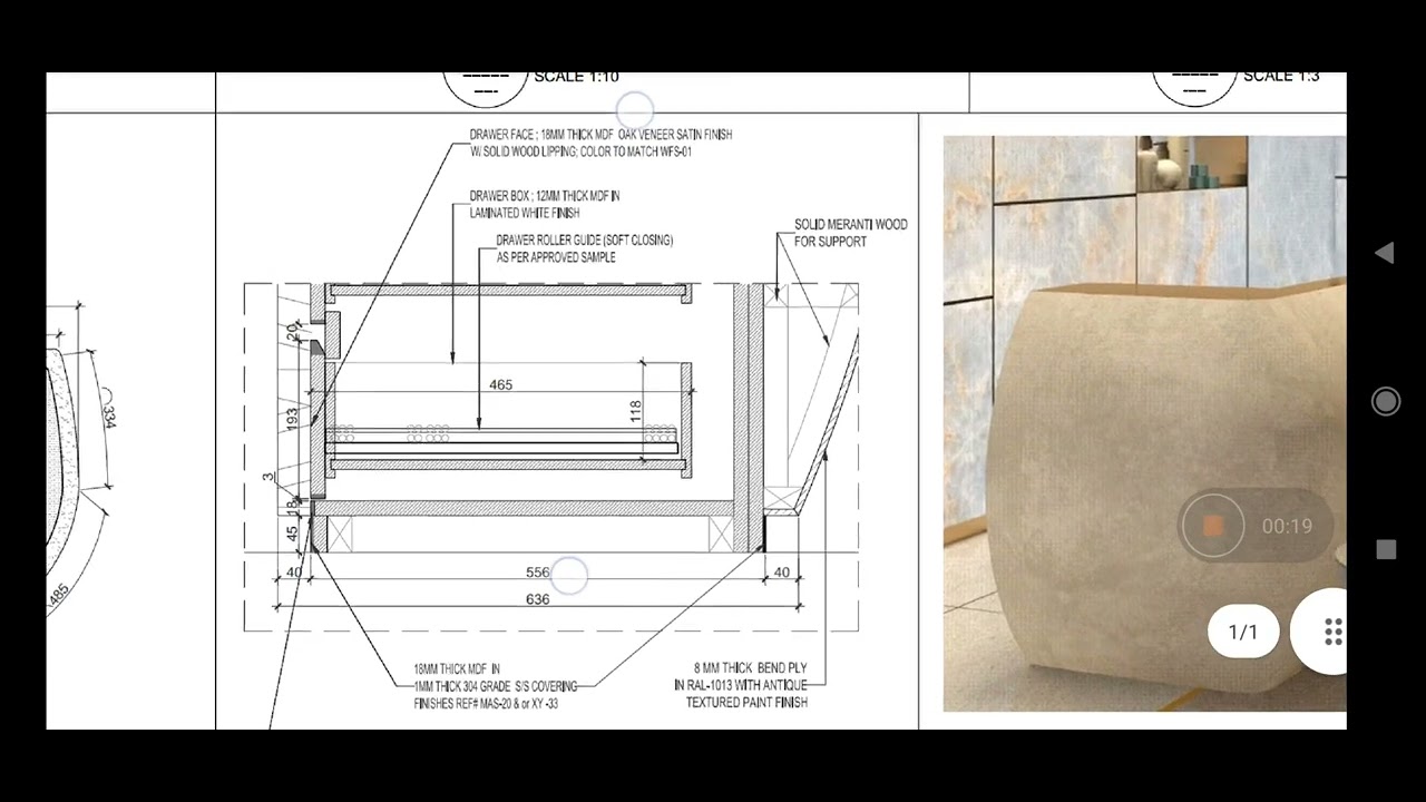 How to draw reception desk shop drawing - YouTube