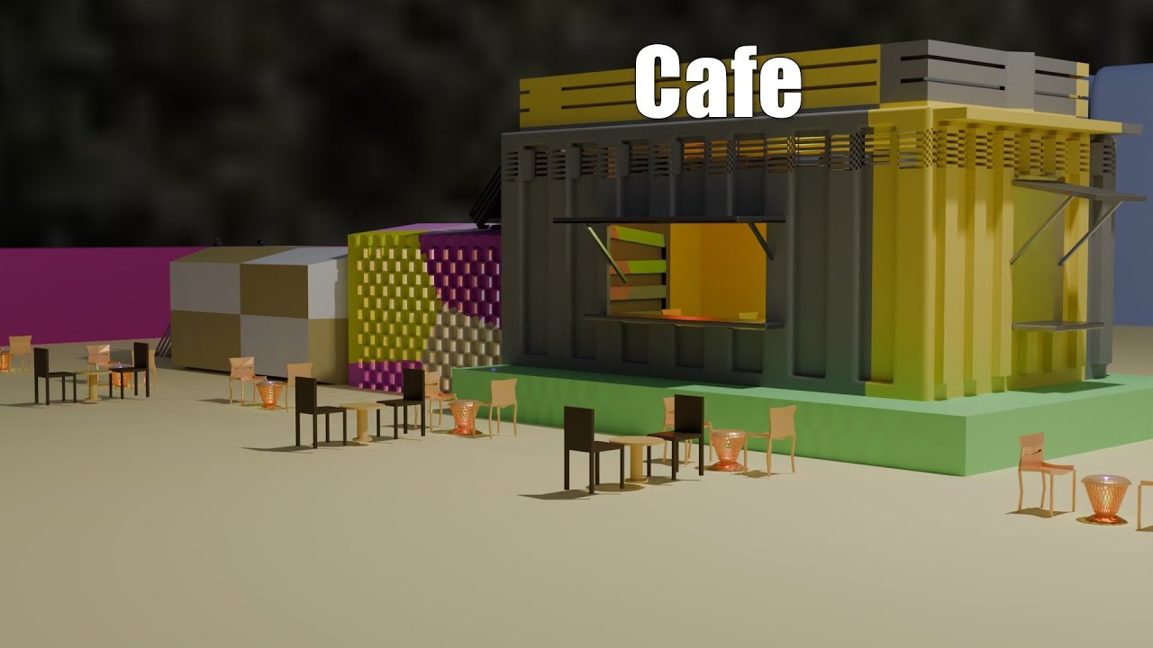 RGB CAFE with RGB CHAIRS and Table Blender 3D - YouTube