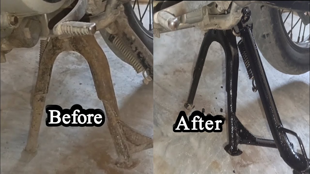 How to paint motor cycle stand at home | DIY stand - YouTube