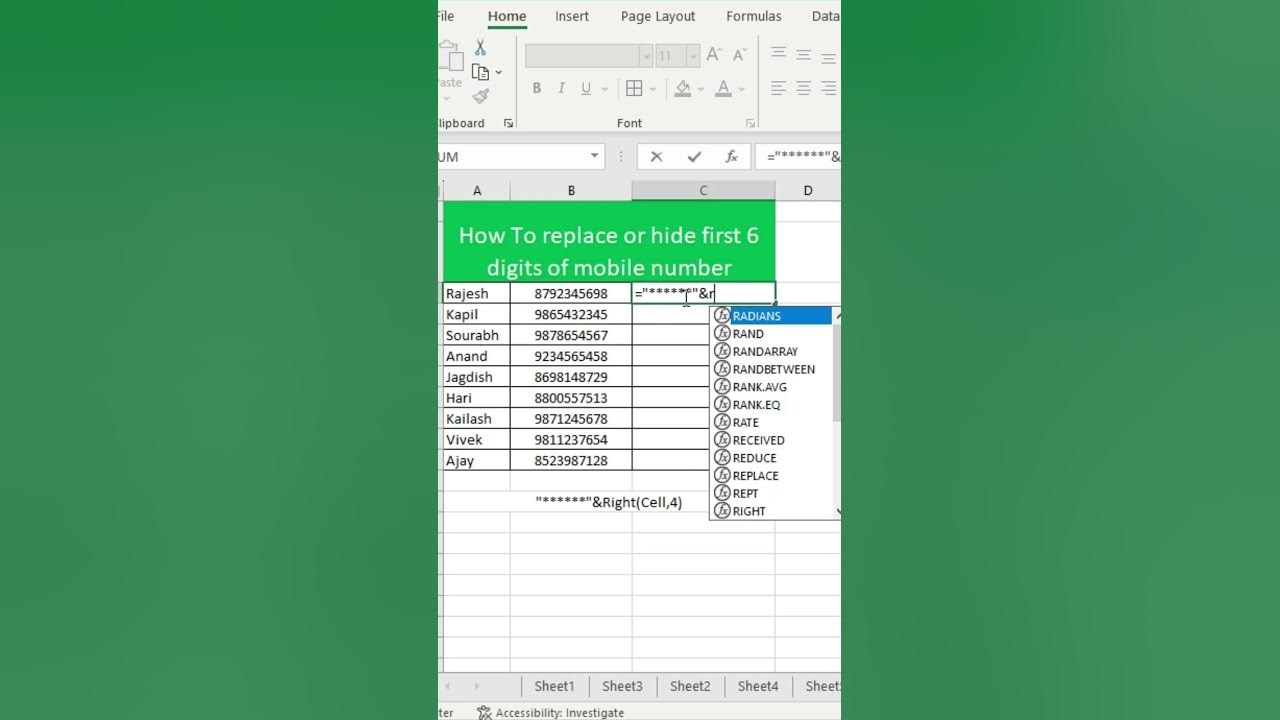 Excel Tricks How To Replace First 6 Digits Of Mobile Number With excel-tricks-how-to-replace-first-6-digits-of-mobile-number-with