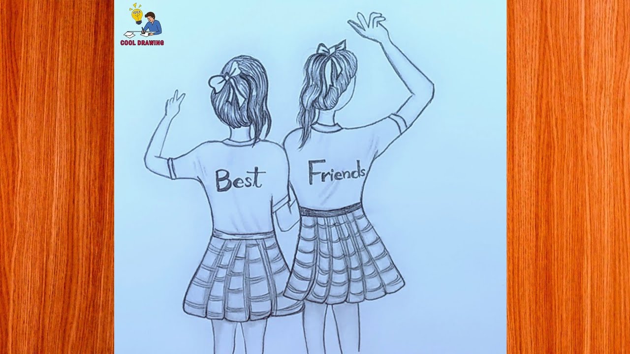 Girls drawing | How to draw a girl | Best friend drawing | Cool drawing ...