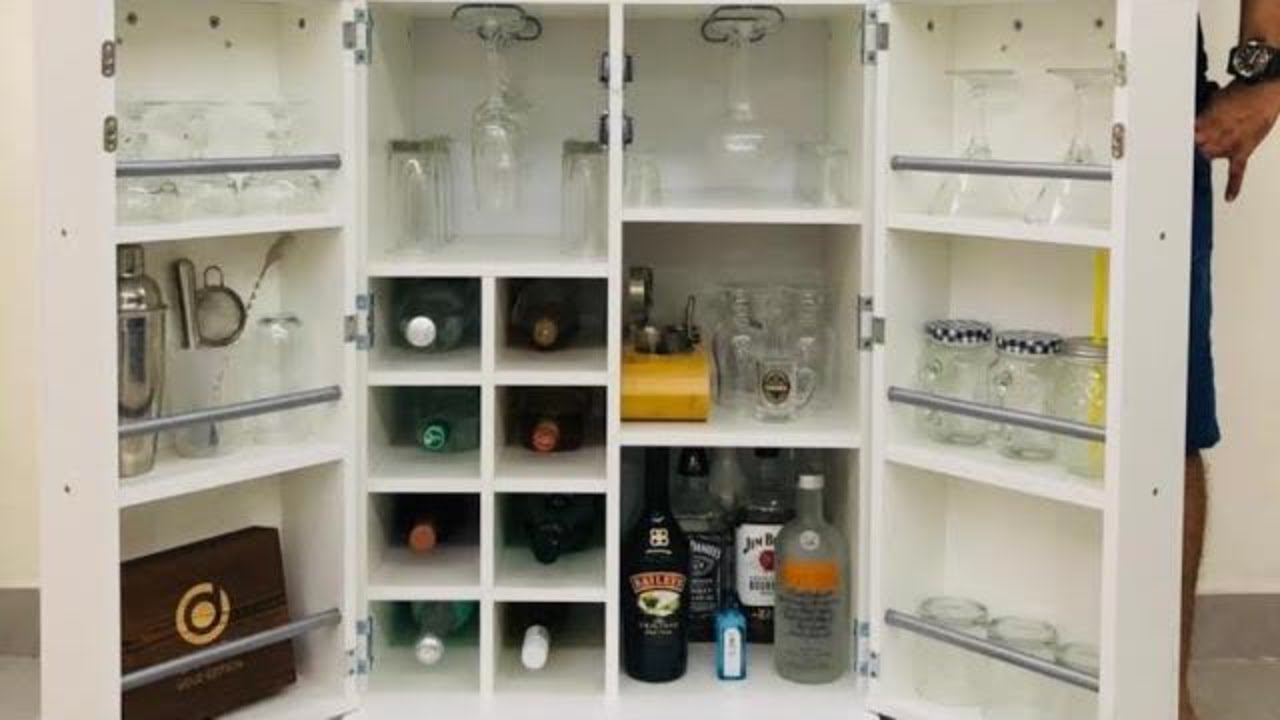 Mini Home Bar Setup | Smart Home Bar Cabinet | Adi's Cocktails - YouTube