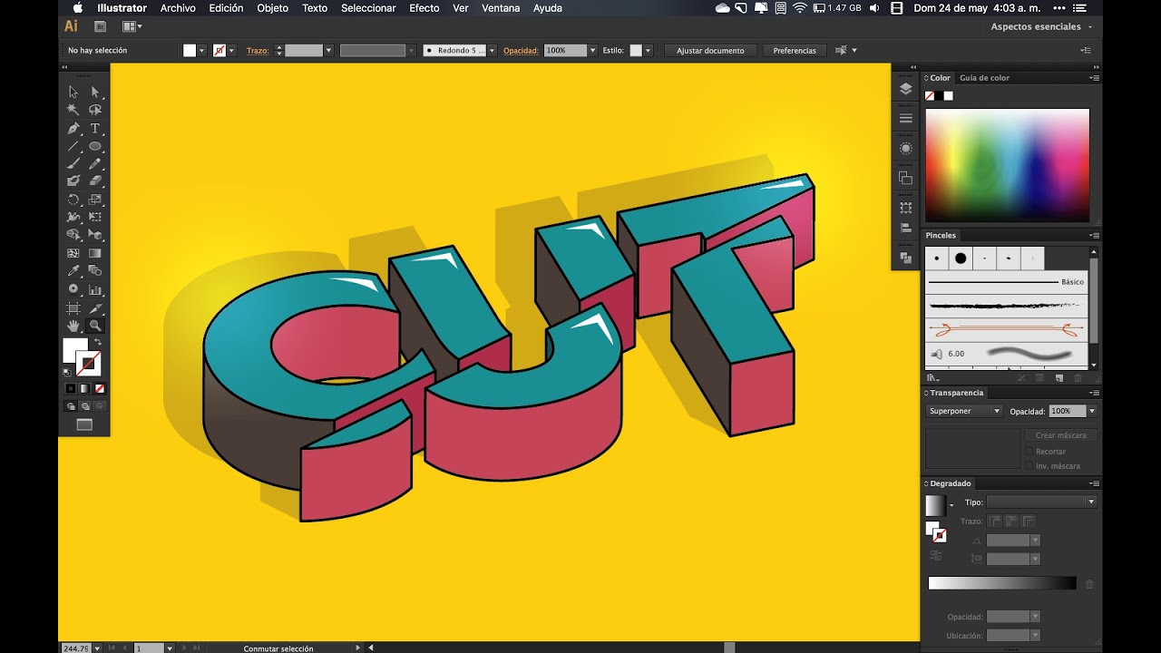 EXTRUSIÓN Y BISELADO 3D EN ADOBE ILLUSTRATOR - YouTube