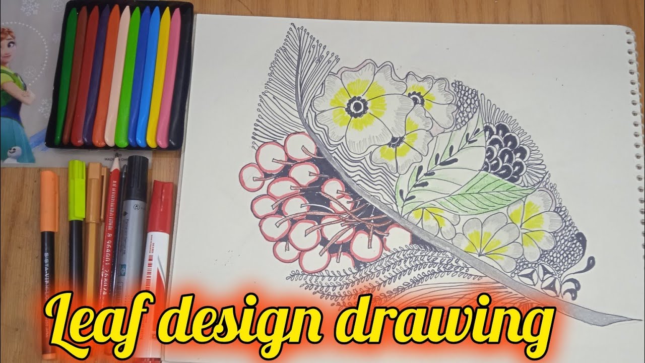 leaf design drawing - YouTube