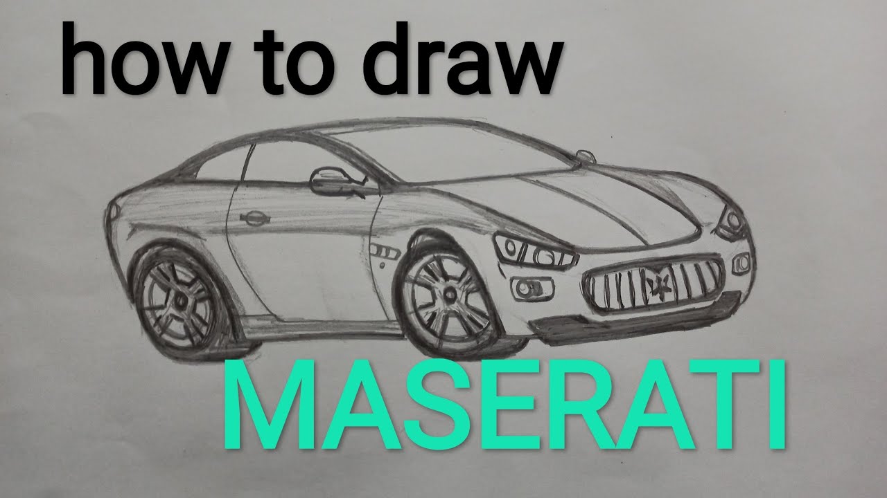draw Maserati car easily/car sketch Maserati beginner.3d MASERATI car ...