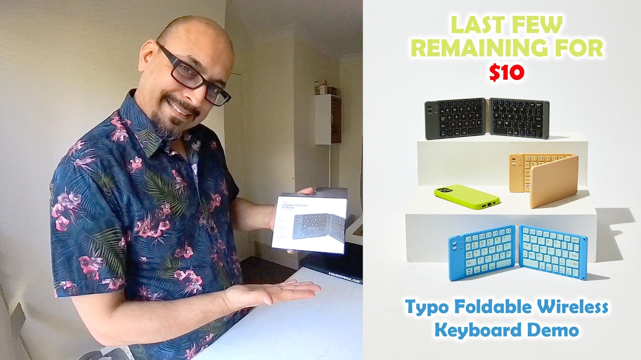 Typo Foldable Wireless Keyboard Demo - YouTube
