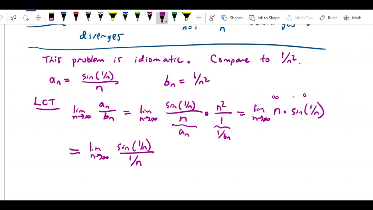 Integral test, DCT, LCT sin 1 over n over n - YouTube