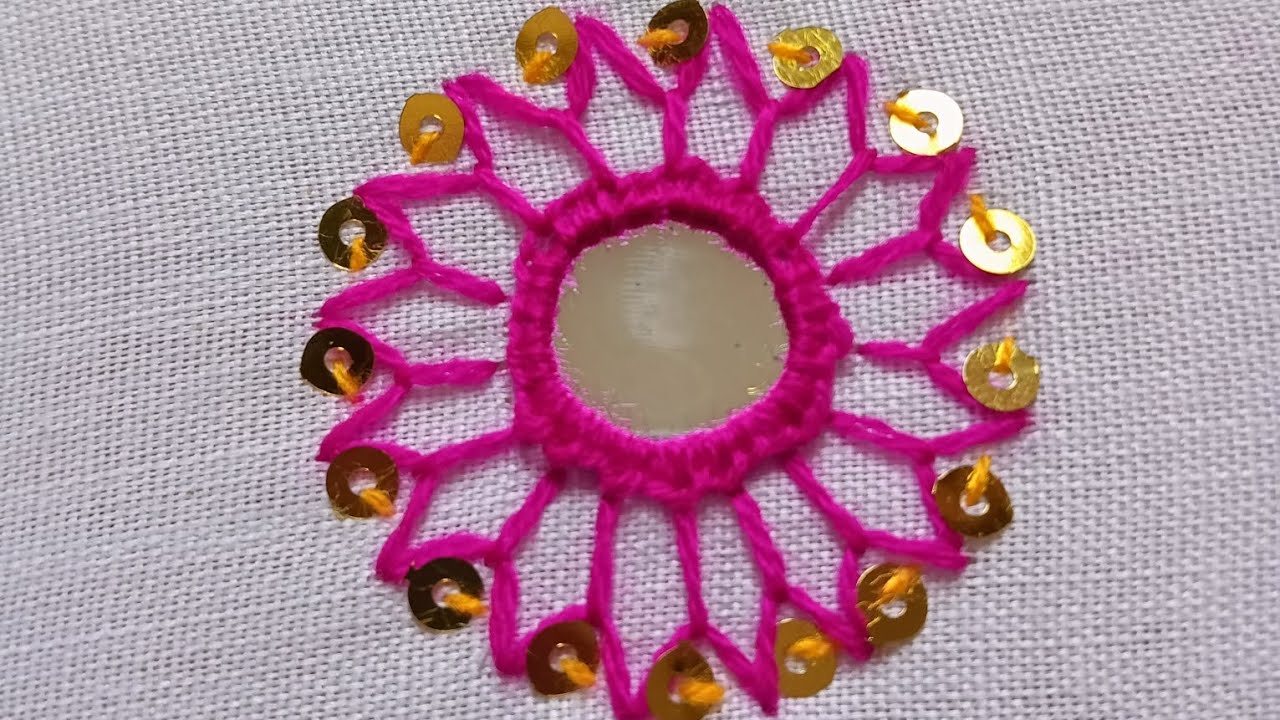 Mirror work Stitch//hand work design 🪡🪡 Embroidery tutorial//needle ...