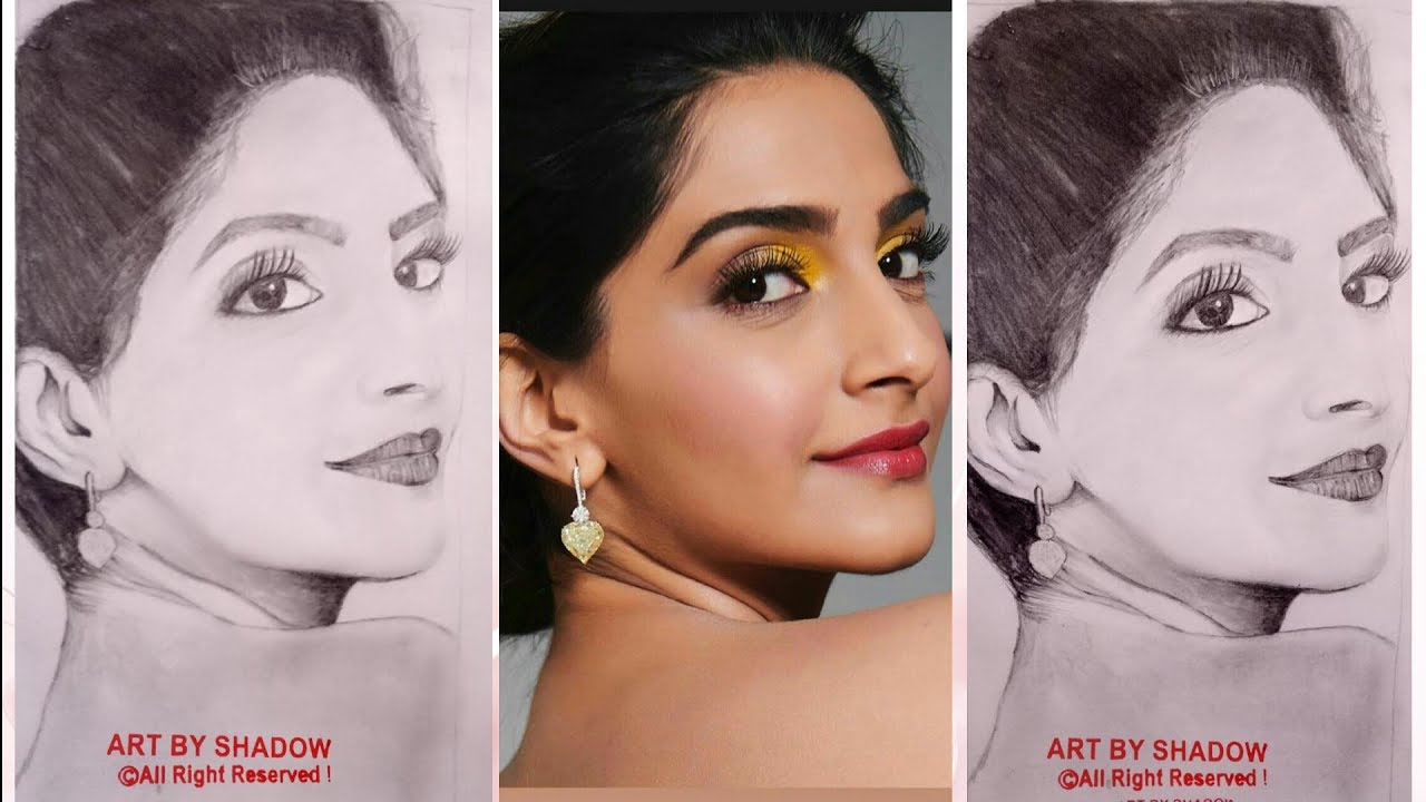 How to Draw sonam kapoor pencil Sketch ||The Zoya Factor || Pencil ...