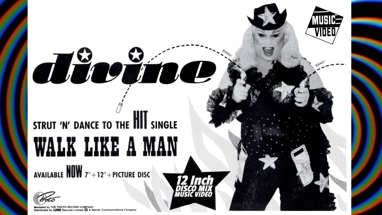 DIVINE 👠 "WALK LIKE A MAN" 1985 🎬📼 ROCK AMERICA 12'' REMIX MUSIC VIDEO ...