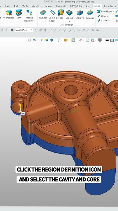 [1 Minute Lesson] How to Create the Parting Surface in ZW3D (ENG SUB) - YouTube