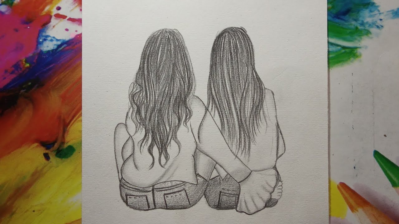 Friendship day drawing tutorial// bff drawing tutorial for beginners ...