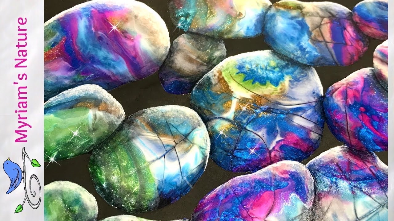 124] Embellishing a Resin Pour — Painting Sparkly 3D Stones — Full ...
