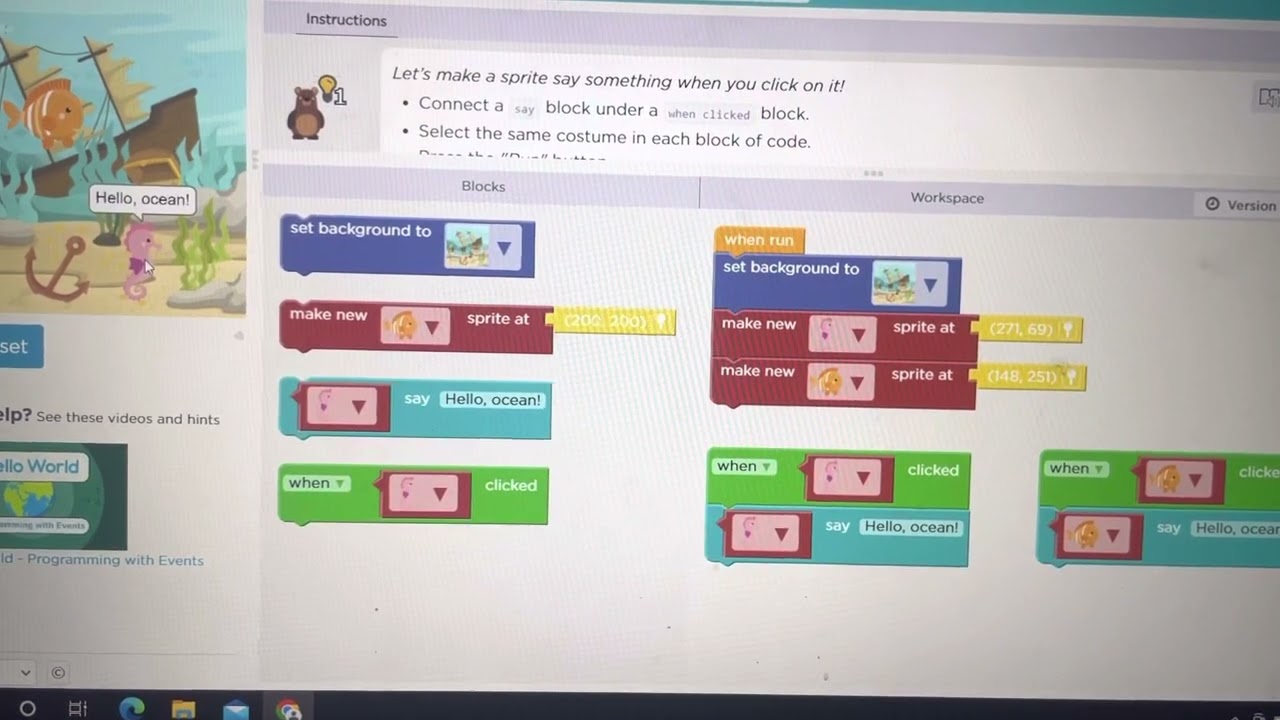 Code.org Hello World: Animals Level 5 - YouTube