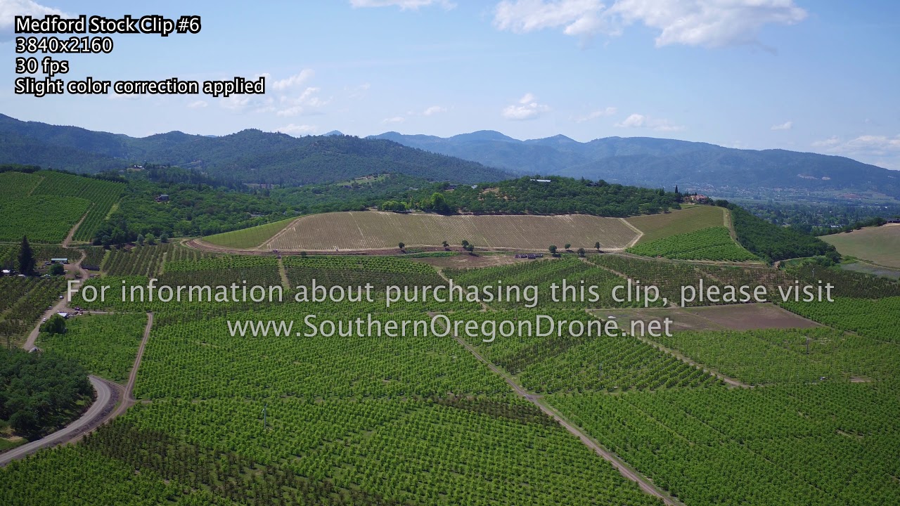 Medford Rogue Valley 4K Aerial Stock Video Clip #6 - Orchards and ...