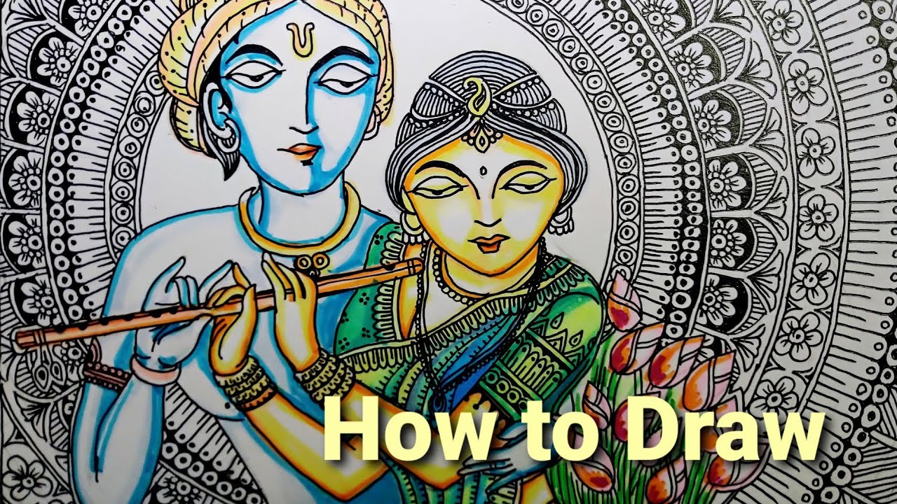 Radha Krishana Painting, Drawing #10, Radha krishna Drawing with ...
