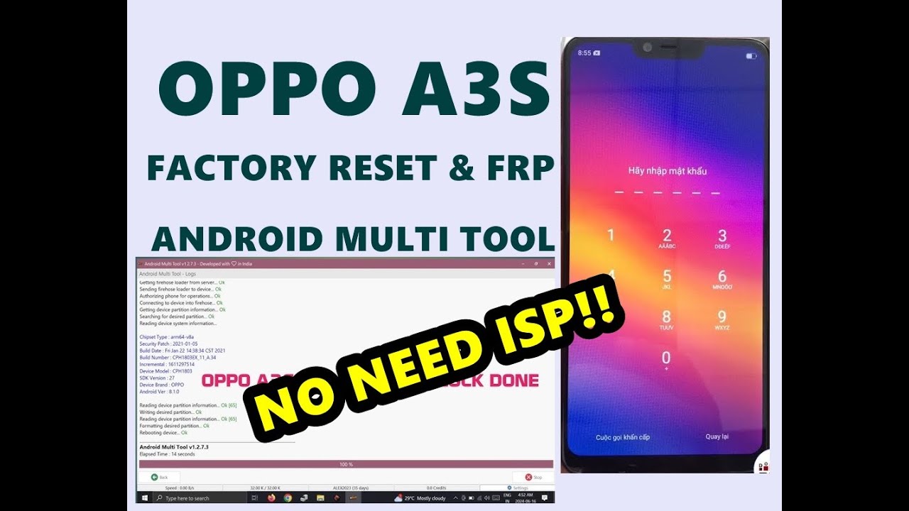 CPH1803 OPPO A3S Password Reset with Androit Multi Tool - YouTube