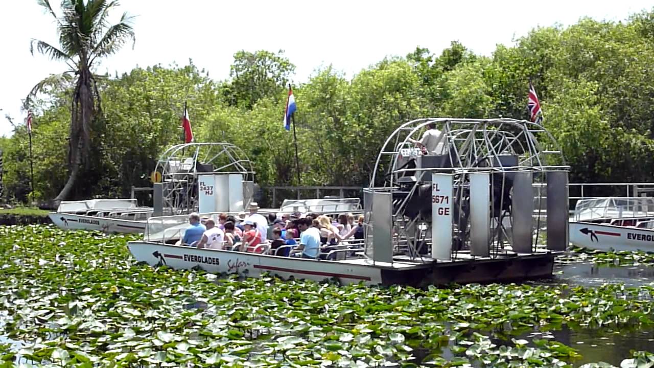 Large Airboat in the Everglades Safari Park - YouTube