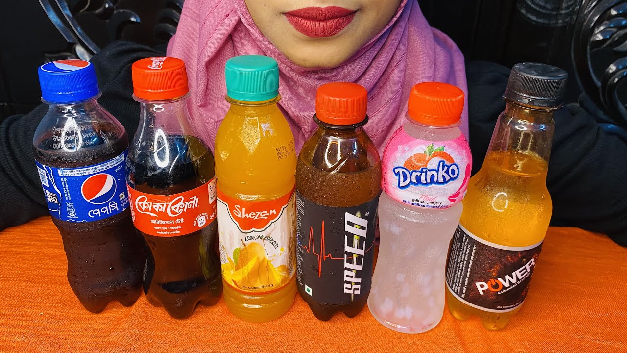 ASMR Drinking Different Colored Soft Drinks || Soft Drinking Challenge ...