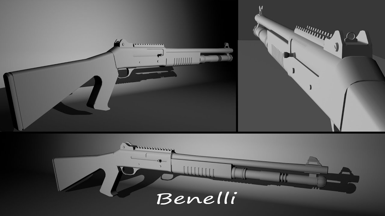 Presents3D - Benelli Shotgun 3D model made with Autodesk Maya 2014 ...