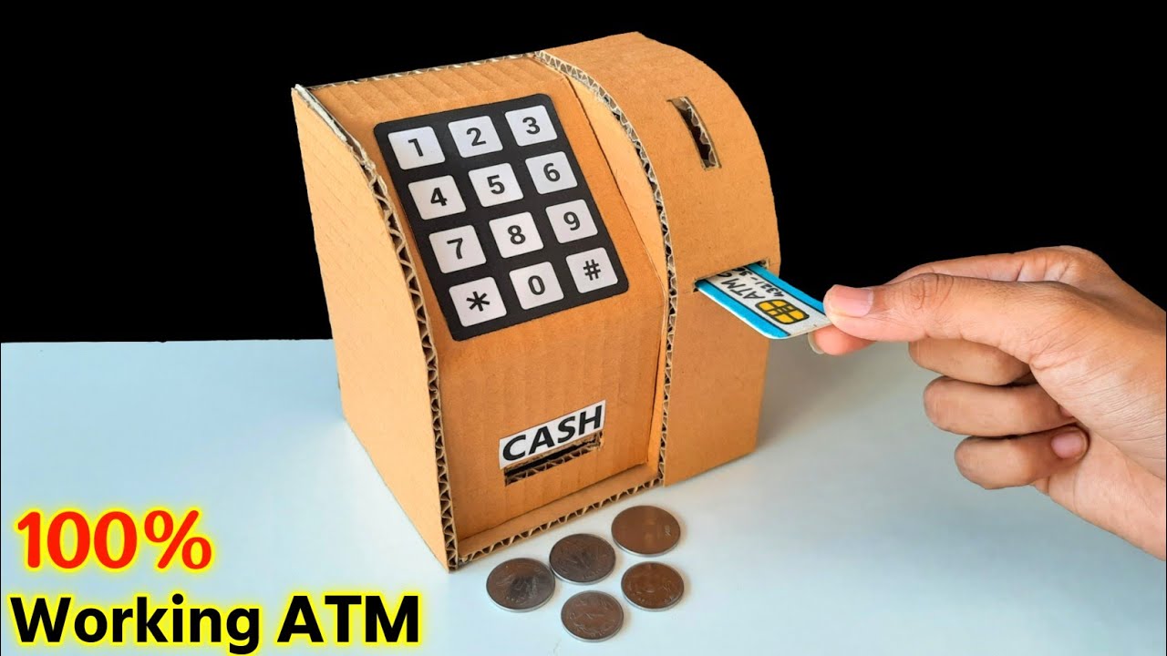 How To Make A Simple Atm Machine Card Board Easy Atm Machine Mini Coin Bank Making Youtube