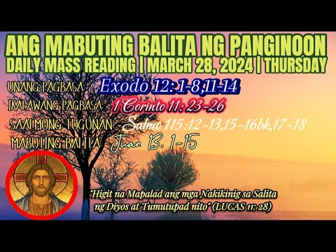 FSMJ | MARCH 28, 2024 | HUWEBES SANTO | DAILY MASS READING | ANG ...