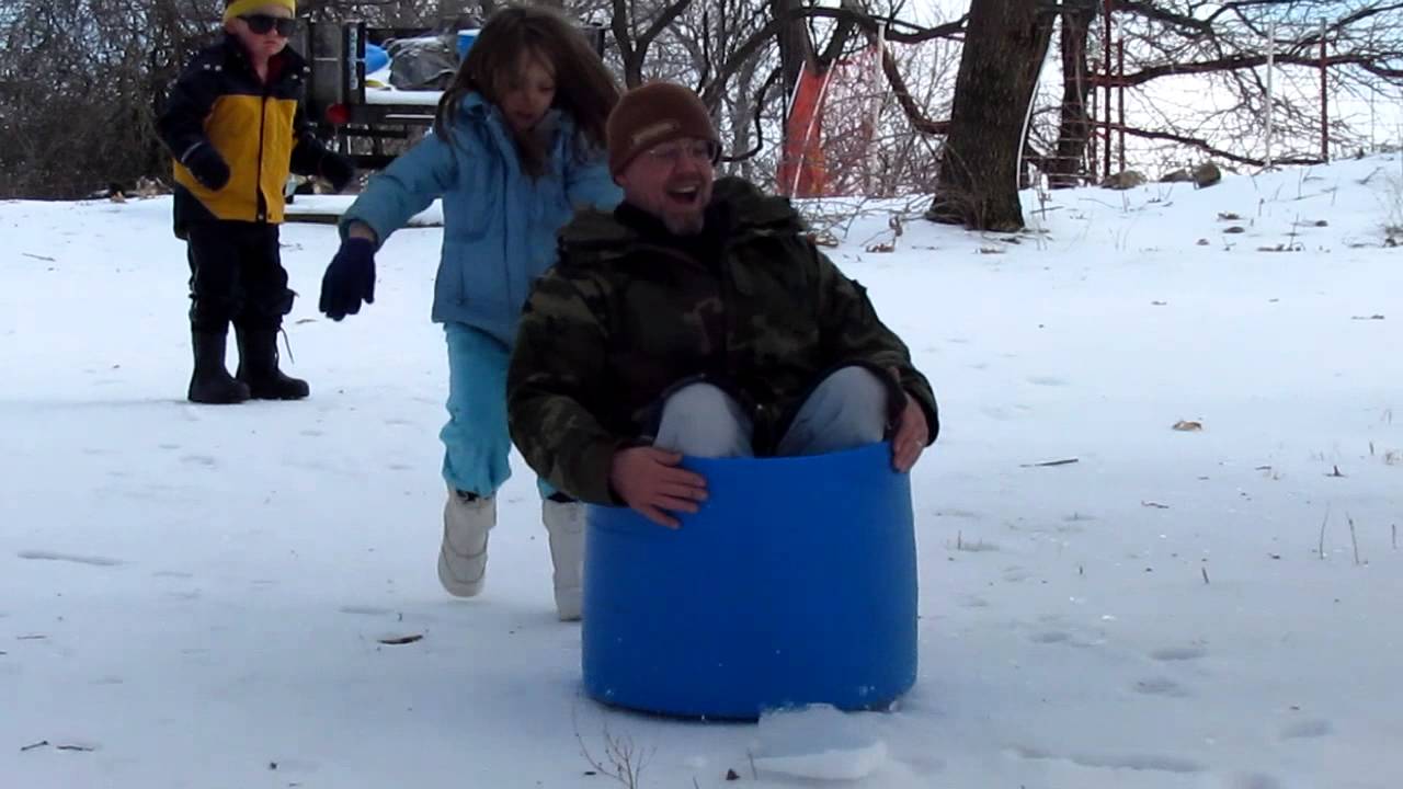 Redneck Dumps His 50 Gallon Plastic Drum Sled! - YouTube