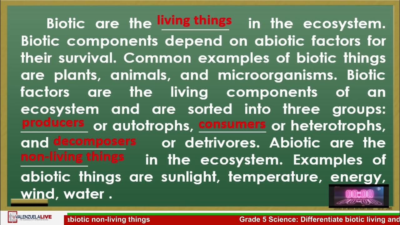 GRADE 5 SCIENCE Q2W7 - DIFFERENTIATE BIOTIC LIVING AND ABIOTIC NON ...